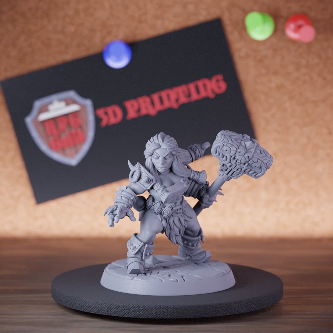 Female Dwarf Miniature Hammer Fighter Mini Dungeons and Dragons Mini ...