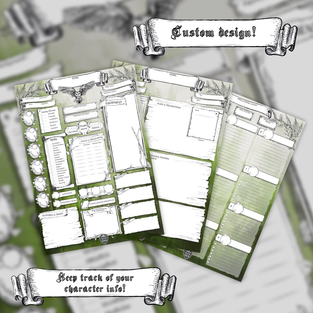 Dnd 5e Character Sheet Ranger Printable and Fillable PDF D&D 5e - Etsy