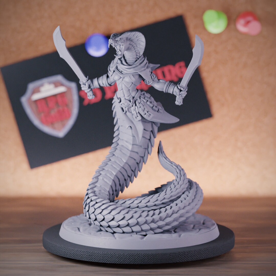 Naga Rogue Miniature Monster Snake Guardian Mini Dungeons and Dragons ...