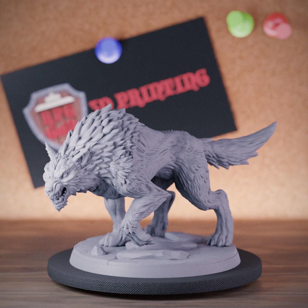 Wolf Animal Miniature | 28mm-38mm | Resin 3D Printed D&D Pathfinder ...