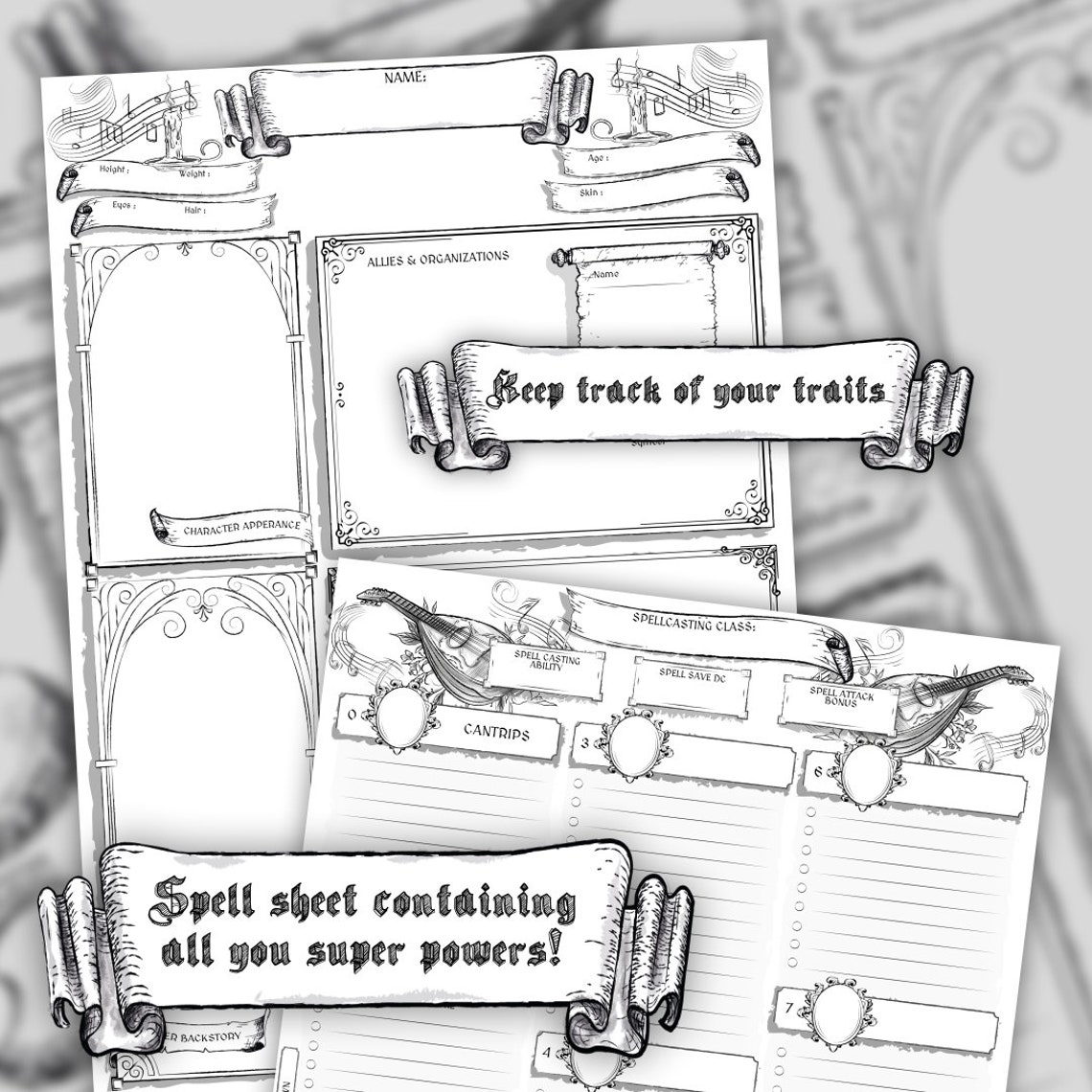 Dnd 5e Character Sheet Bard Printable and Fillable PDF D&D 5e - Etsy