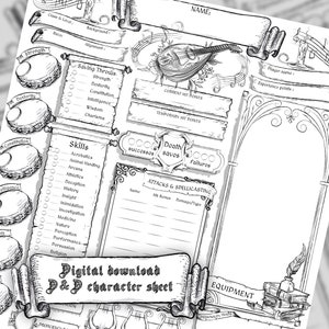 Dnd 5e Character Sheet Bard Printable and Fillable PDF D&D 5e Bard Stat ...