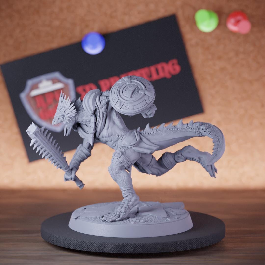 Grimscale Lizardman Miniature Sword Run Mini Dungeons and Dragons Mini ...