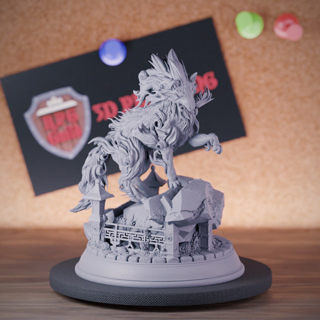 Temple Spirit Fox Miniature Celestial Beast Dungeons and Dragons Mini ...