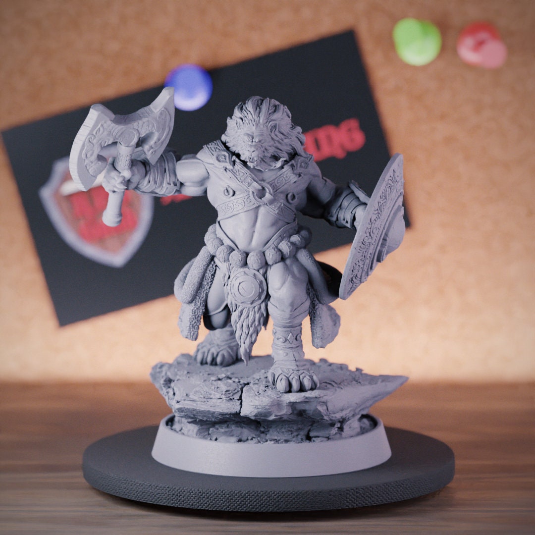 Leonin Gladiator Miniature Tabaxi Dungeons and Dragons Mini RPG ...