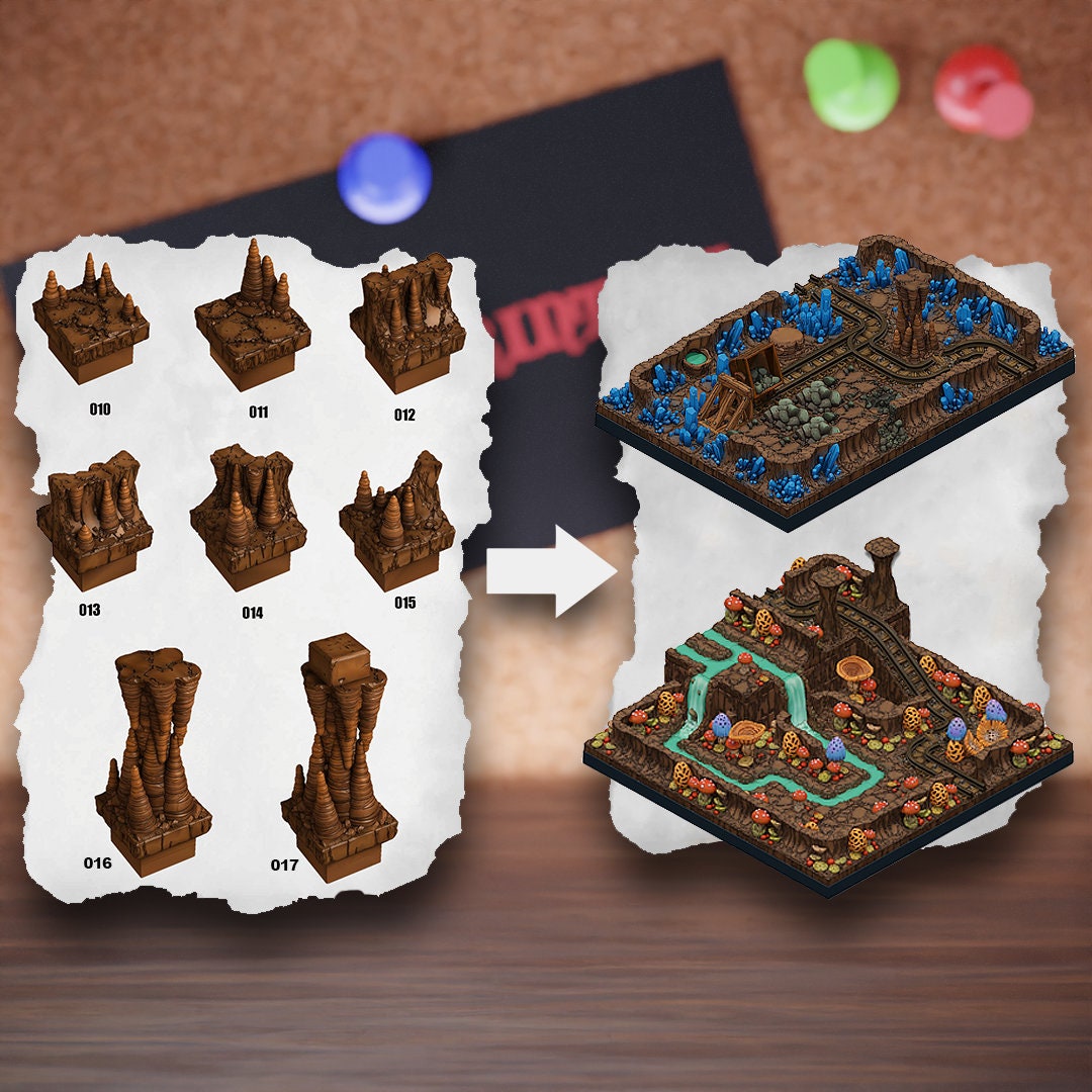 Modular Cave Terrain Tiles Underground Cavern Blocks Mine Tabletop Terrain Pathfinder D&D 5e - Etsy