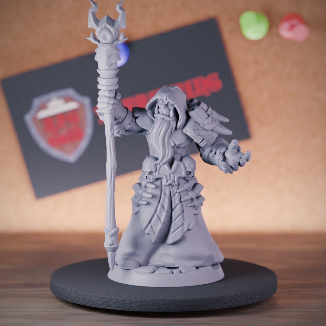 Orc Warlock Miniature Dungeons and Dragons Mini RPG Tabletop Miniature ...