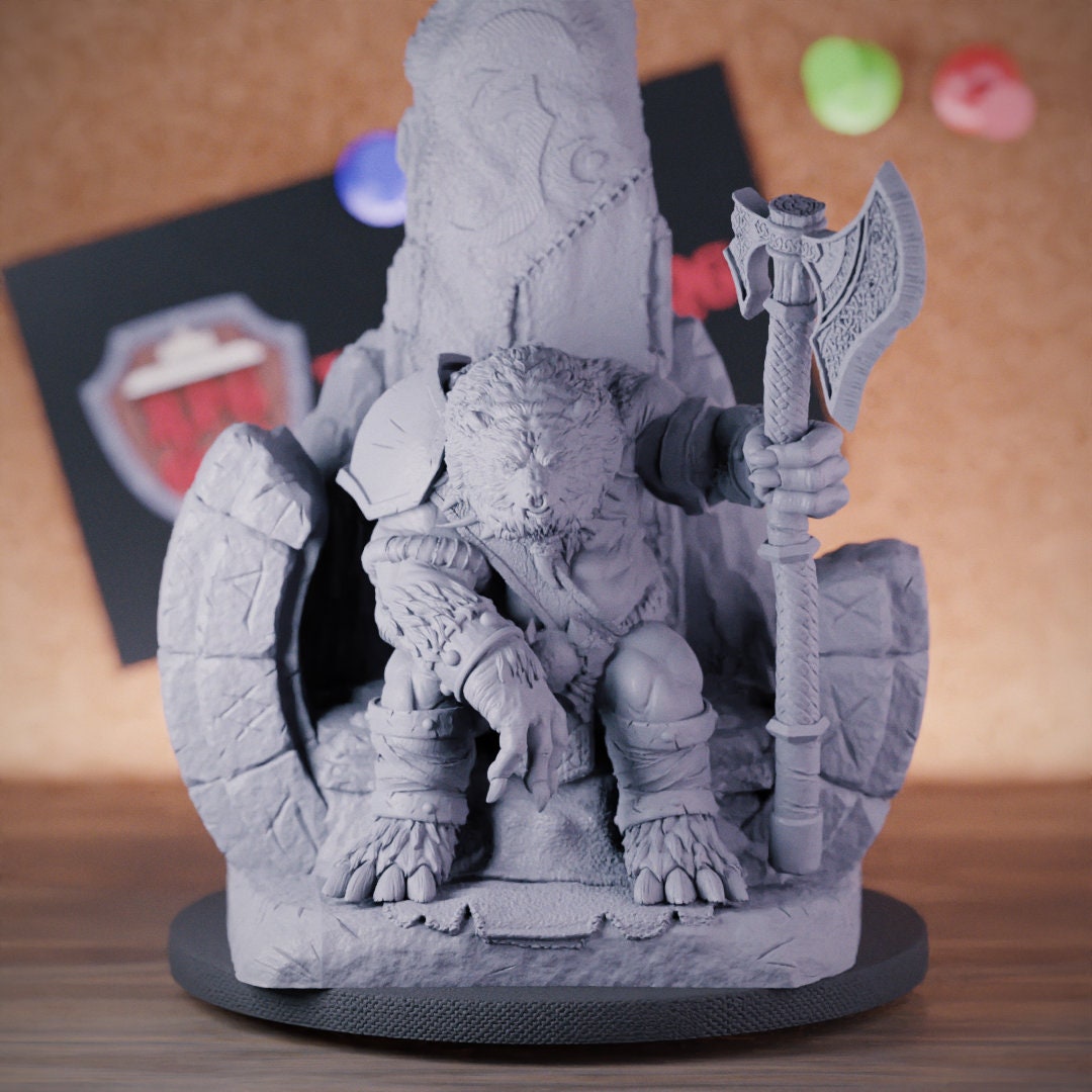 Werebear King Miniature Boss Throne Monster Dungeons and Dragons Mini ...