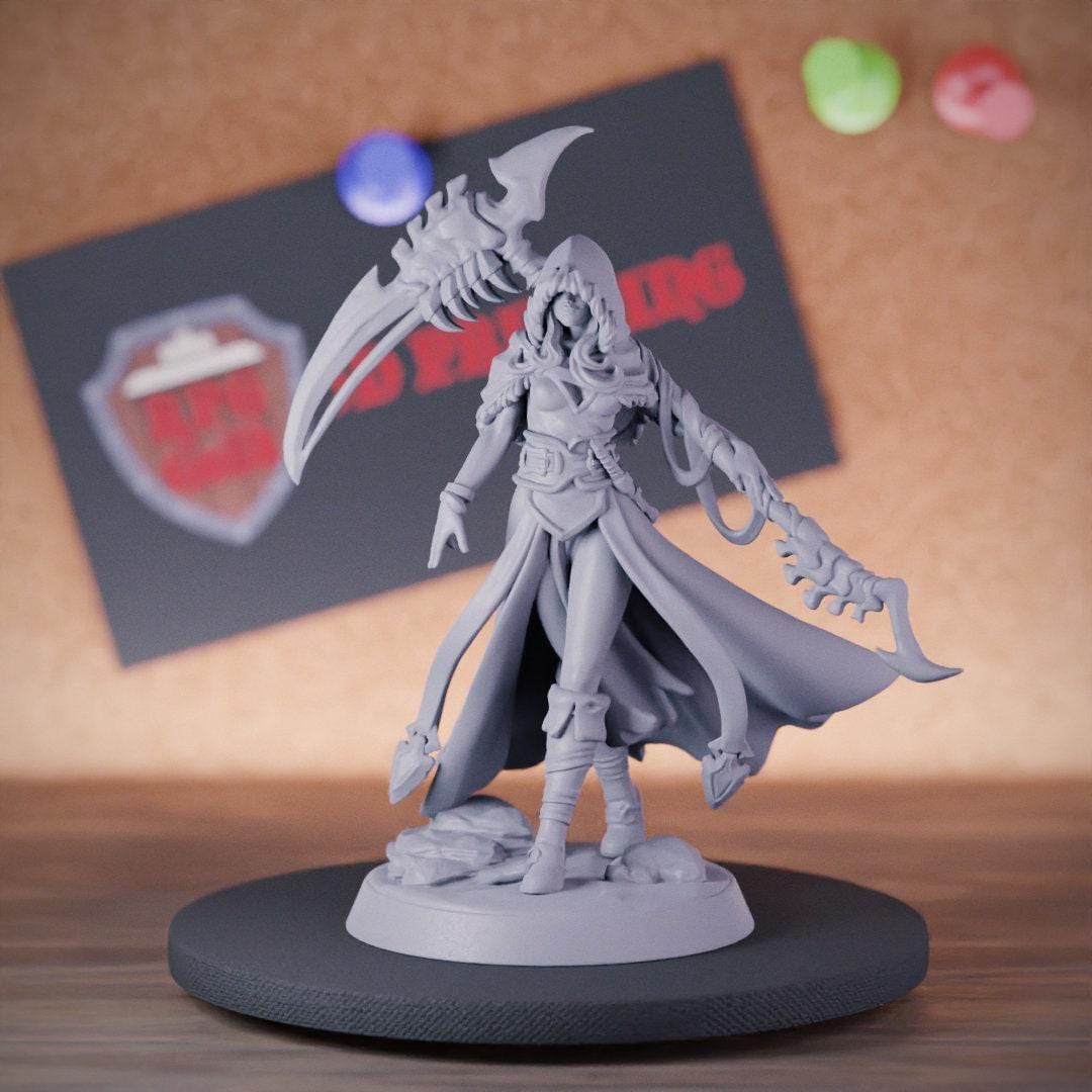 Female Necromancer With Scythe Miniature | 28mm-38mm | Resin 3D Printed ...