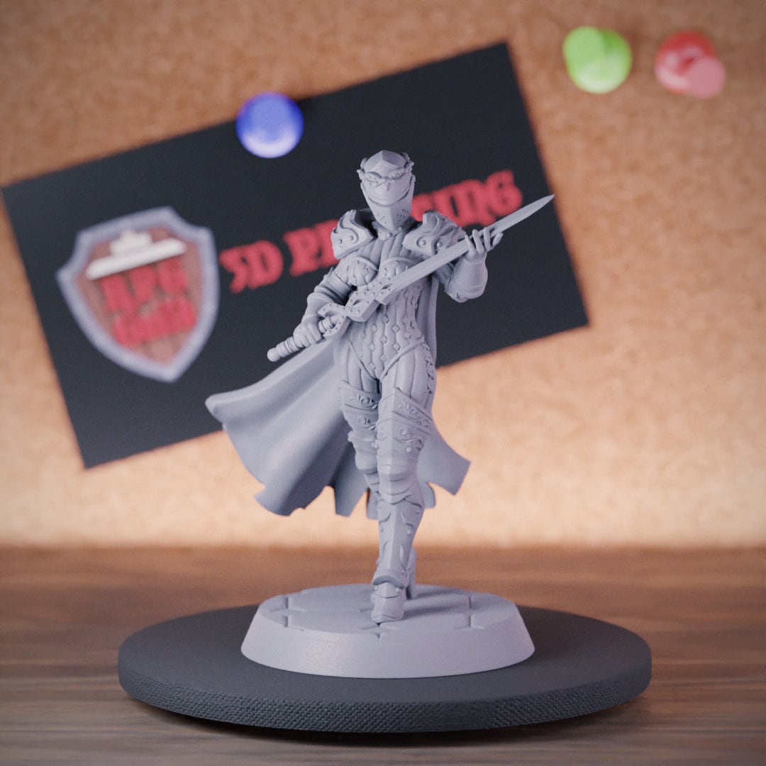 Female Fighter Miniature Knight Mini Dungeons and Dragons Mini RPG ...