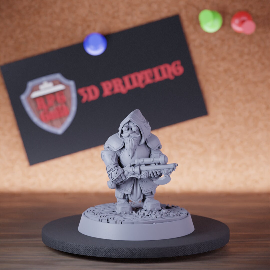 Halfling Artificer Miniature Gunslinger Mini Dungeons and Dragons Mini RPG Tabletop Miniature ...