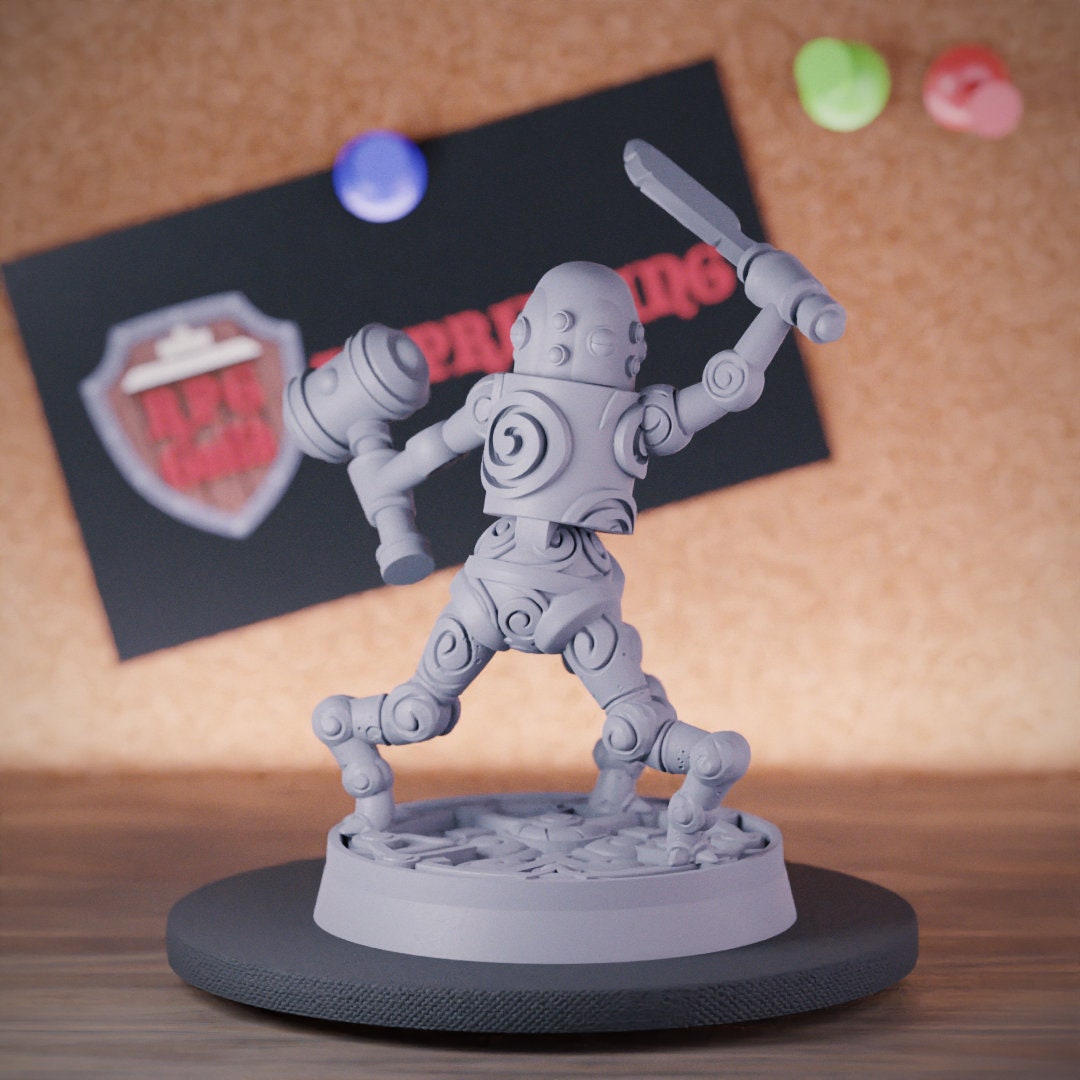 Clockwork Guardian Miniature Wizard Minion Dungeons and Dragons Mini ...