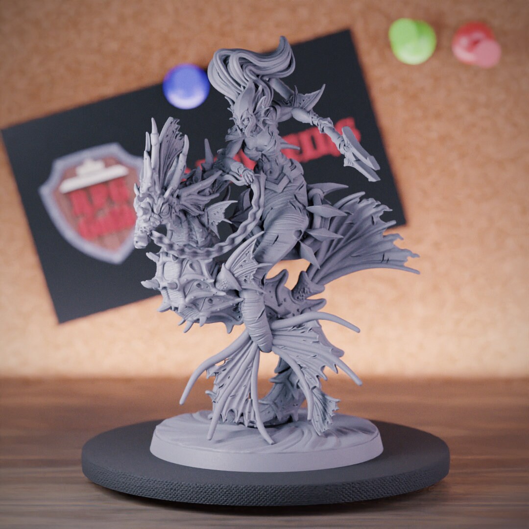 Merfolk Seahorse Rider Miniature Siren Monster Dungeons and Dragons ...
