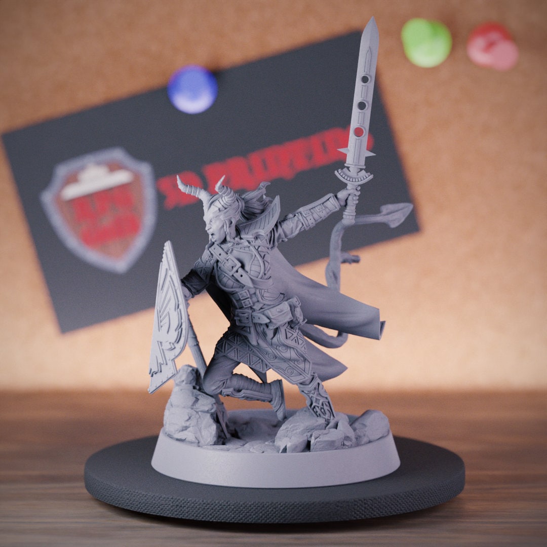 Tiefling Female Warrior Miniature Fighter Mini Dungeons and Dragons ...