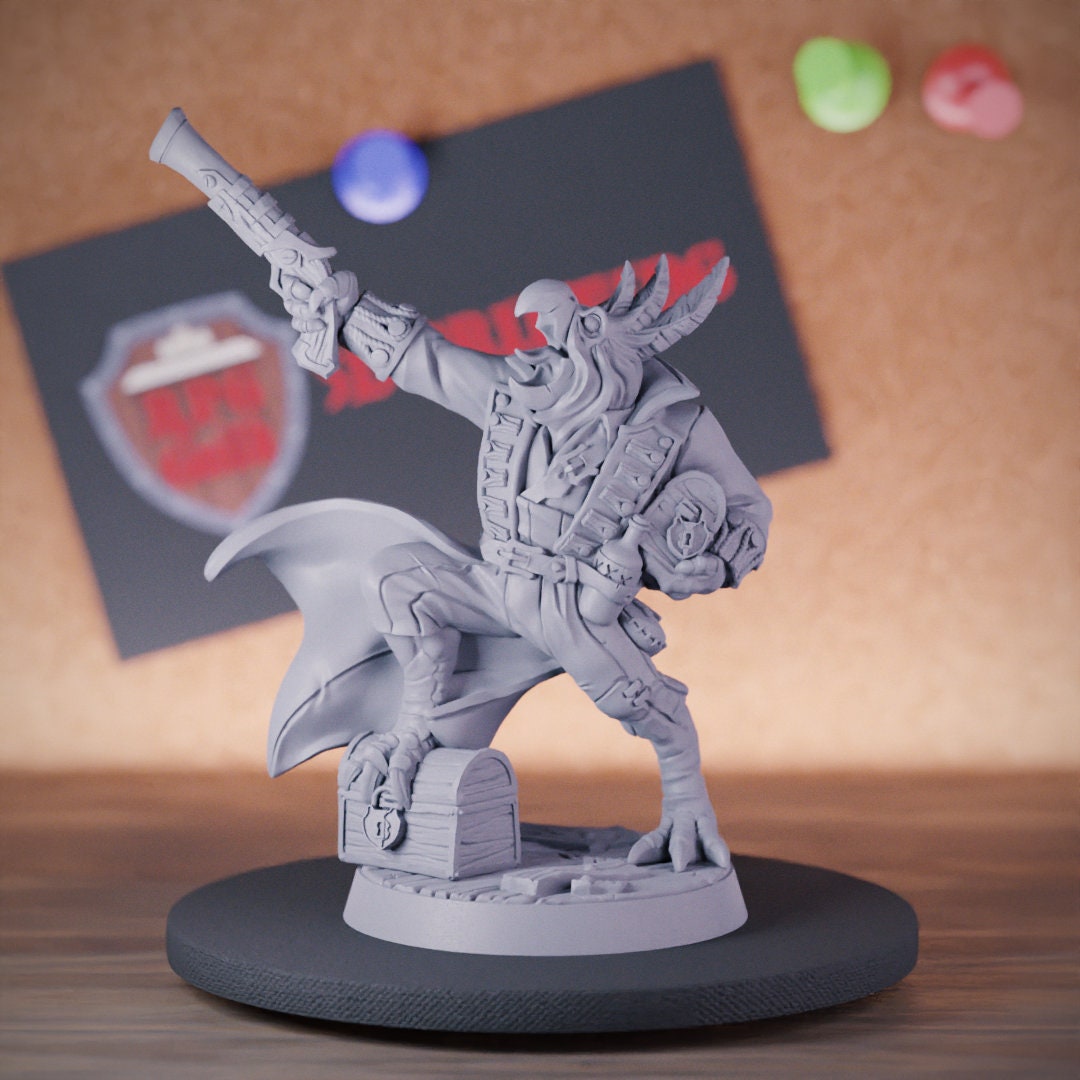 Parrot Pirate Miniature Captain Mini Dungeons and Dragons Mini RPG ...