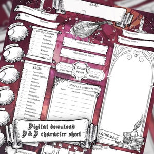 Dnd 5e Character Sheet Bard Printable and Fillable PDF D&D 5e Bard Stat ...