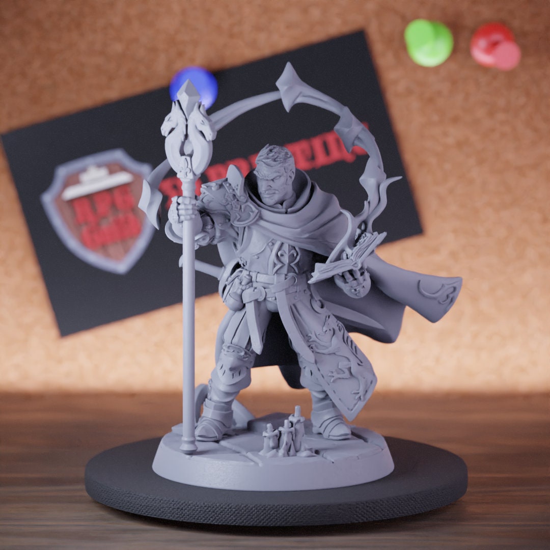 Battle Mage Miniature Cleric Wizard Mini Dungeons and Dragons Mini RPG ...