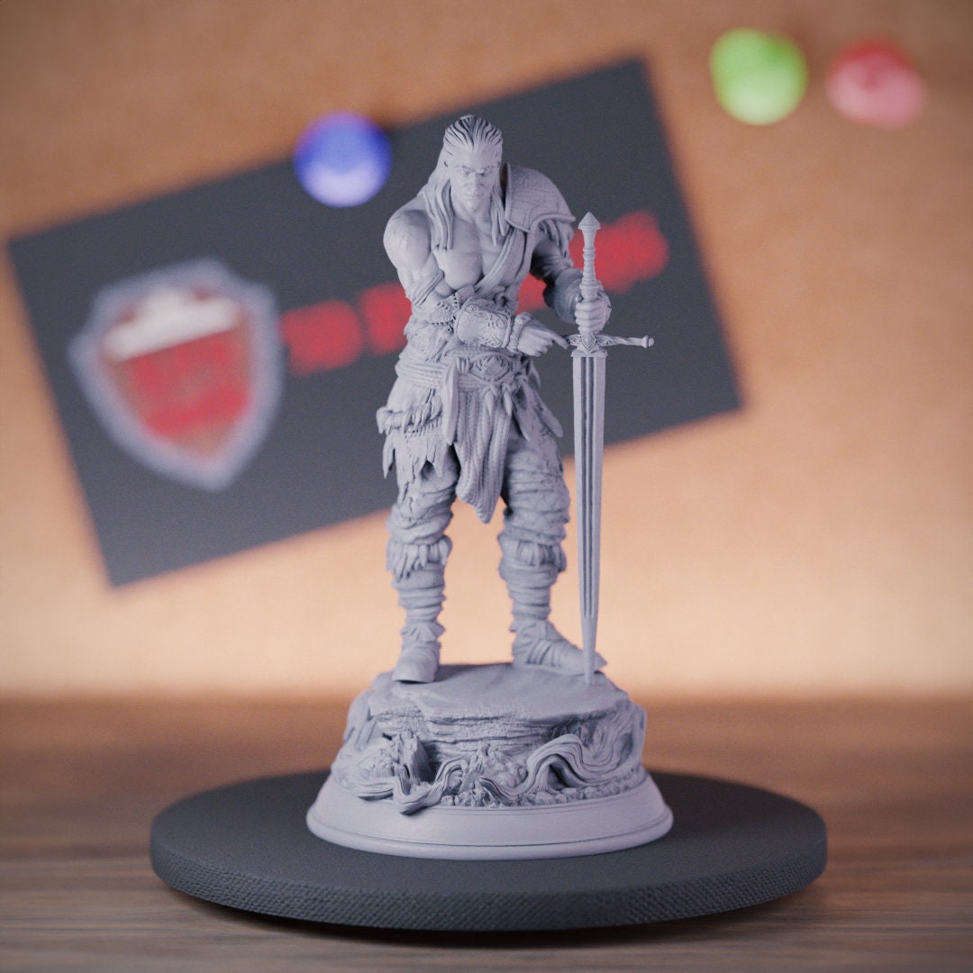 Barbarian Miniature Warrior Fighter Mini Dungeons and Dragons Mini RPG ...