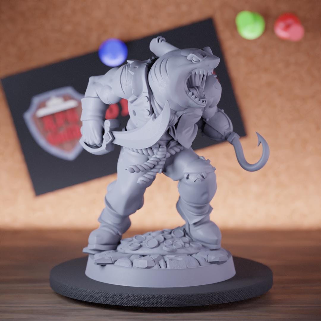 Sharkfolk Pirate Miniature Hook Corsair Mini Dungeons and Dragons Mini ...