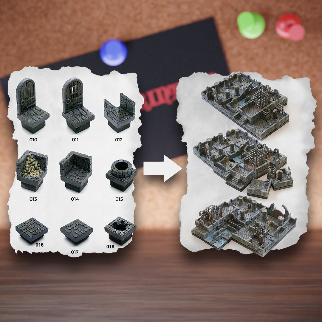 Modular Dungeon Terrain Tiles | Stone Ruins Dungeon Blocks | Bandit ...