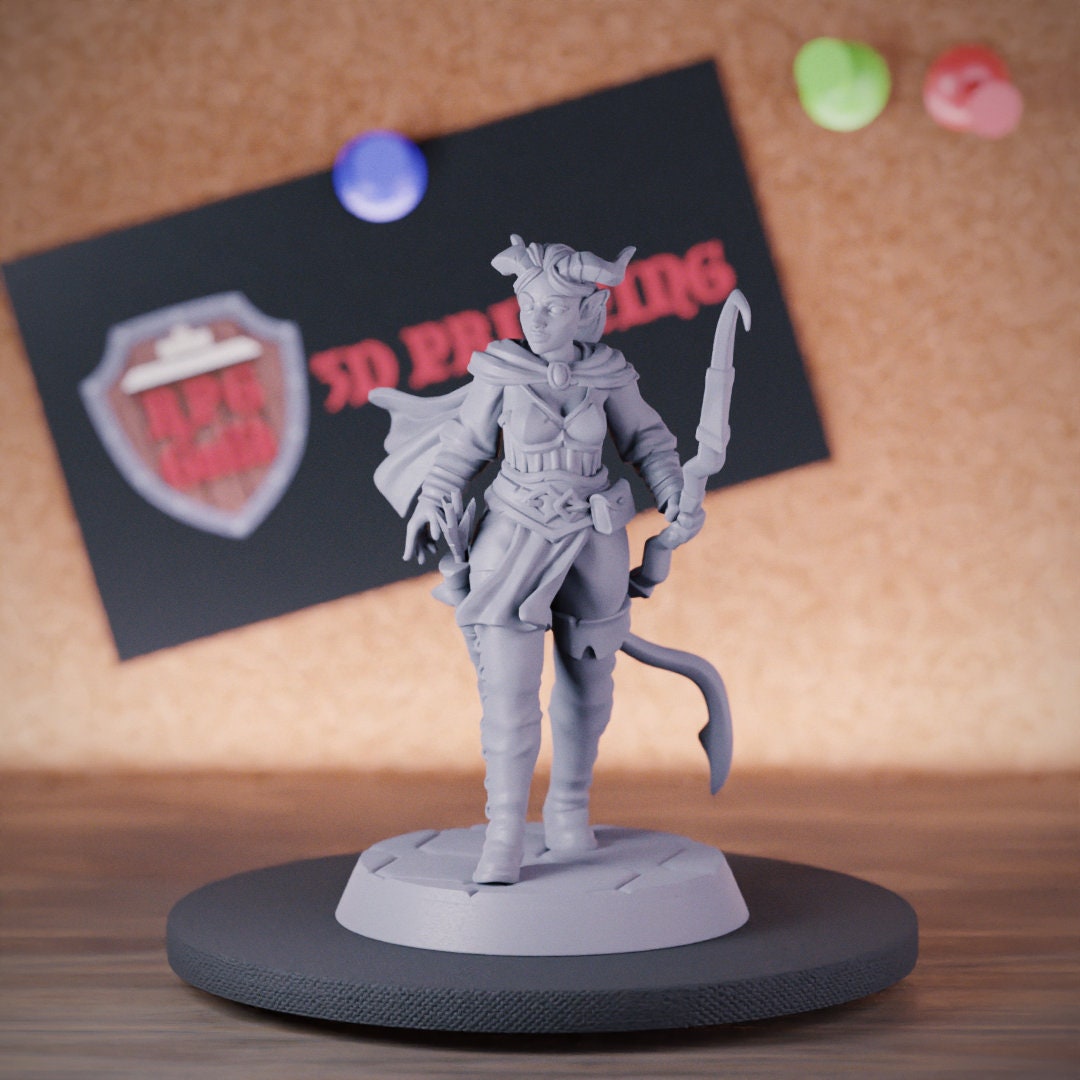 Female Tiefling Ranger Miniature Hunter Mini Dungeons and Dragons Mini ...