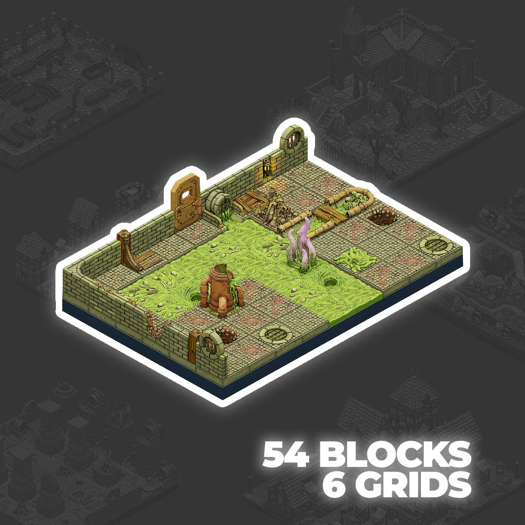 Dnd Medium Sewer Terrain Tiles Toxic Underground Dungeon Modular ...