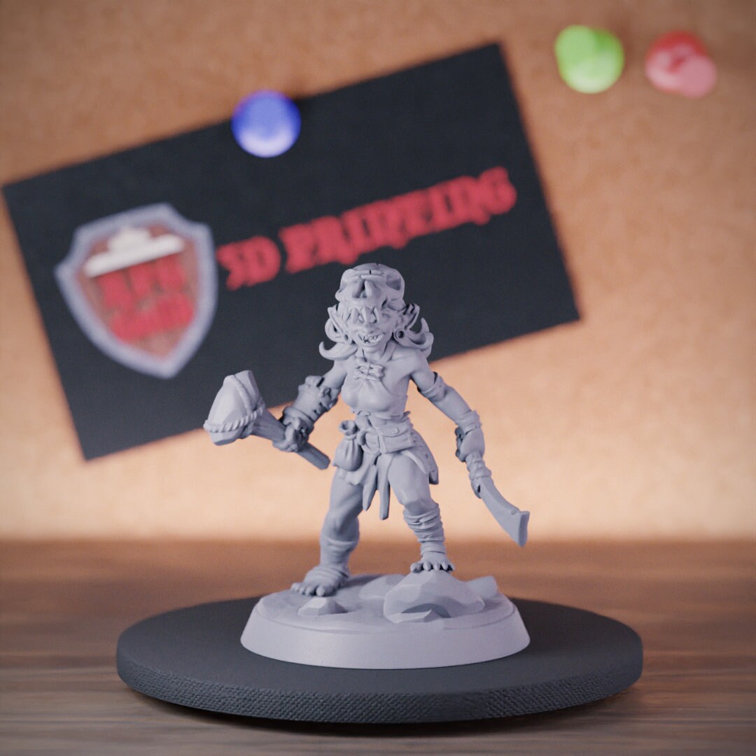 Goblin Female Fighter Miniature Dungeons and Dragons Mini RPG Tabletop ...