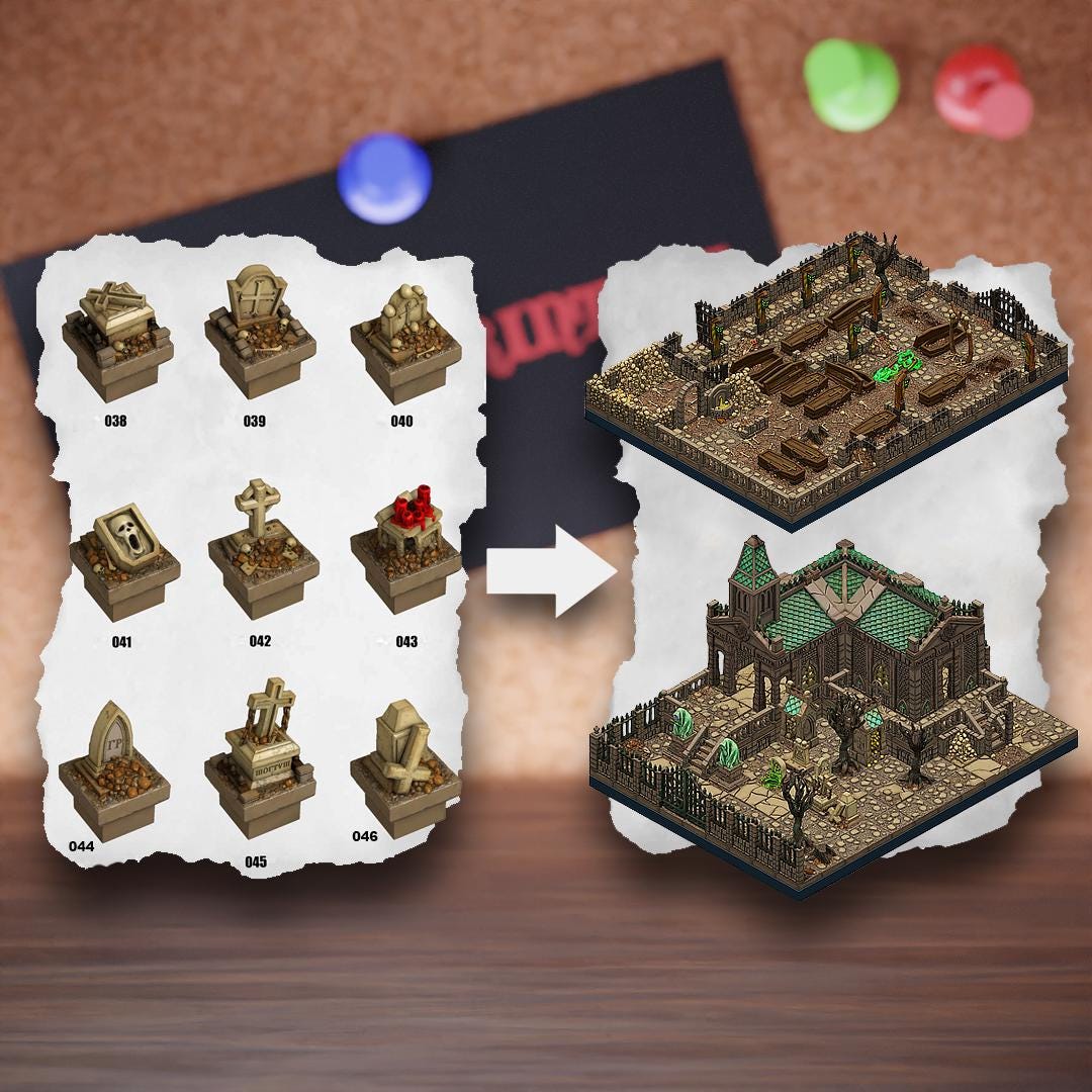 Modular Graveyard Terrain Tiles | Cemetery Necropolis Blocks | Crypt ...