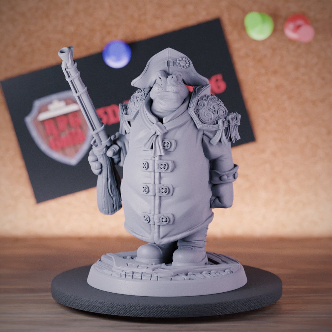 Giff Admiral Miniature Hippo Gunslinger Dungeons and Dragons Mini RPG ...