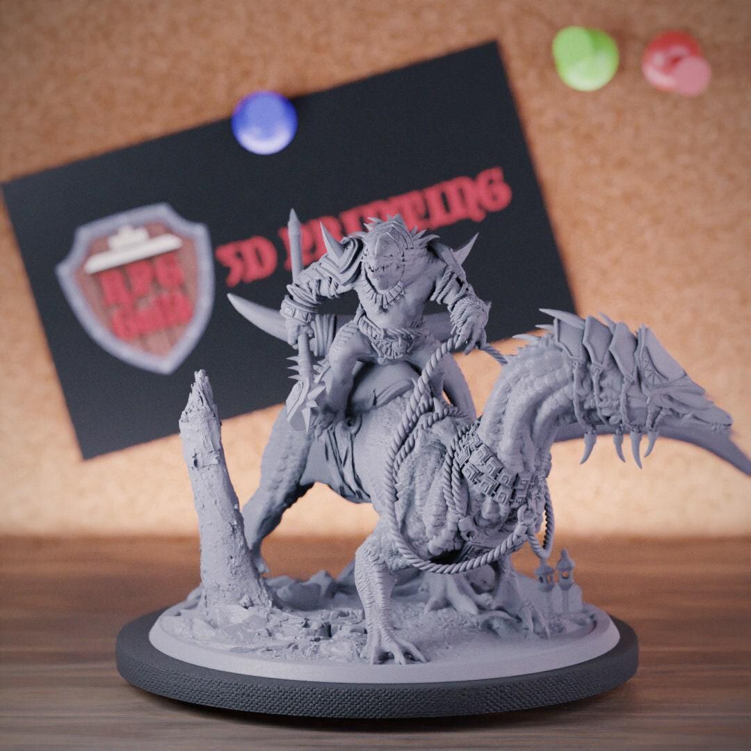 Lizardmen Cavalry Miniature Boss Monster Mini Dungeons and Dragons Mini ...