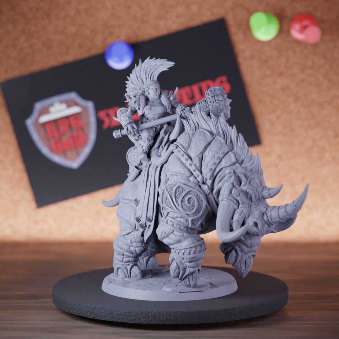 Female Barbarian Dwarf Rider Miniature Inferno Monster Dungeons and ...