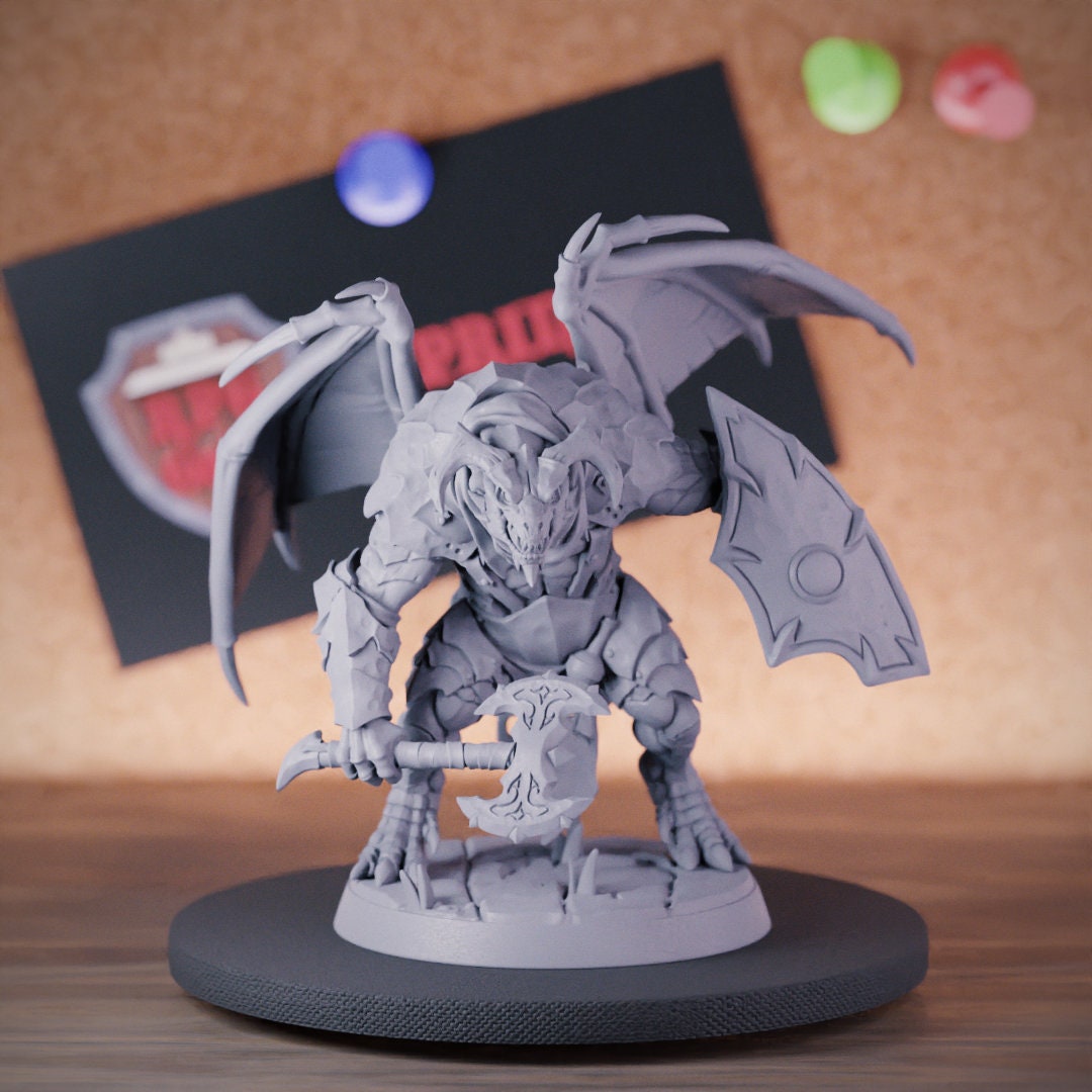 Winged Dragonborn Miniature Dragon Dungeons and Dragons Mini RPG ...