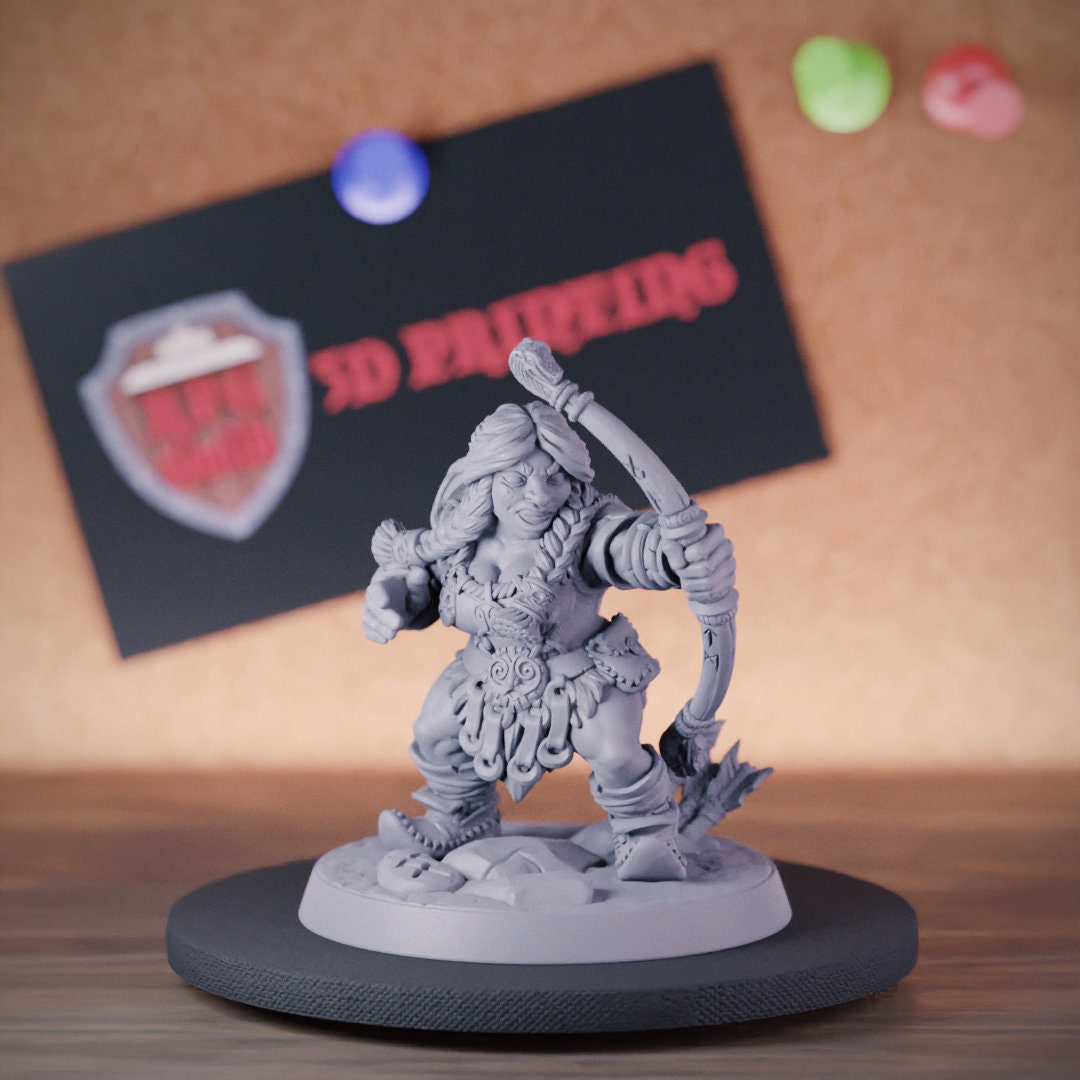 Female Dwarf Archer Miniature Dungeons and Dragons Mini RPG Tabletop ...