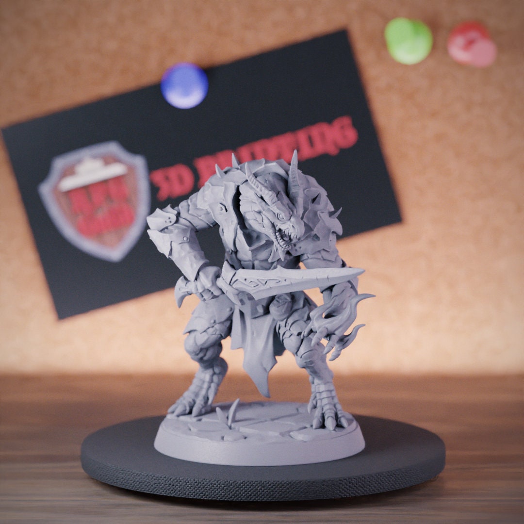 Dragonborn Fighter Miniature Dragon Dungeons and Dragons Mini RPG ...