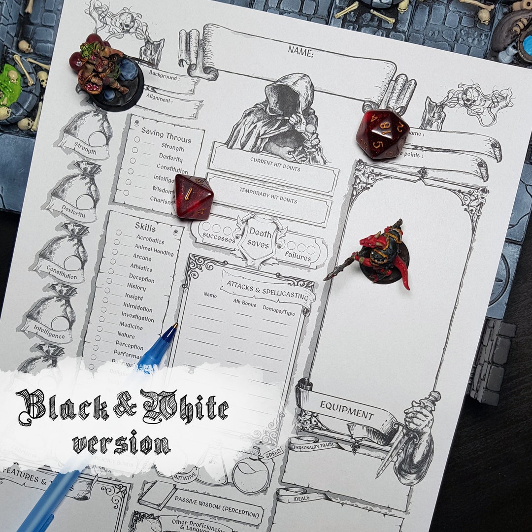 Dnd 5e Character Sheet Rogue Printable and Fillable PDF D&D 5e Rogue ...