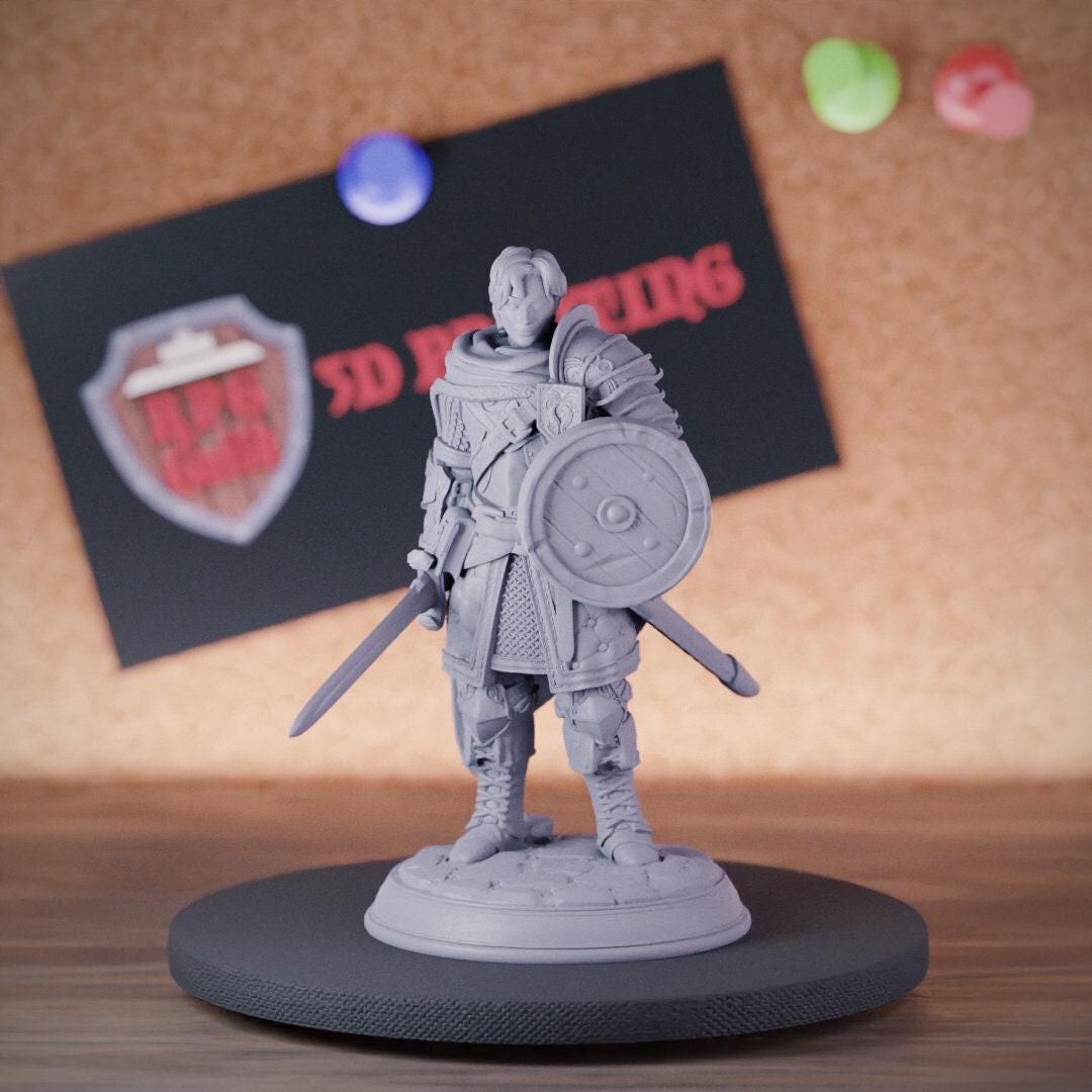 Human Fighter Adventurer Miniature | 28mm-75mm | Resin 3D Printed D&D ...