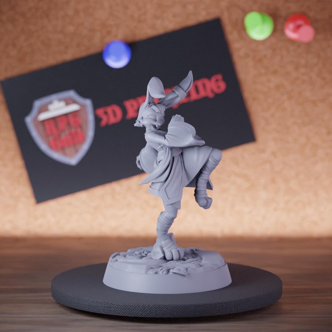 Harengon Monk Miniature Female Rabbit Warrior Mini Dungeons and Dragons ...