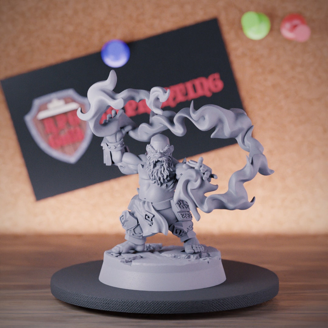 Dwarf Mage Caster Miniature Fire Wizard Dungeons and Dragons Mini RPG ...
