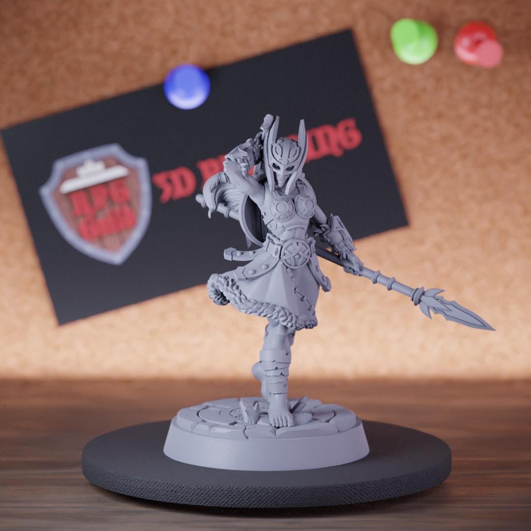Armored Valkyrie Miniature Female Warrior Mini Dungeons and Dragons RPG ...