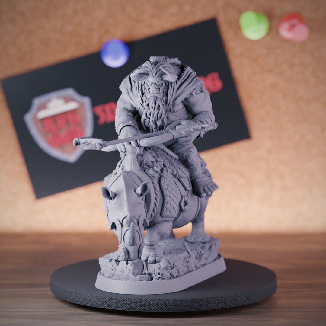 Ogre Archer Rhino Rider Miniature Dungeons and Dragons Mini RPG ...