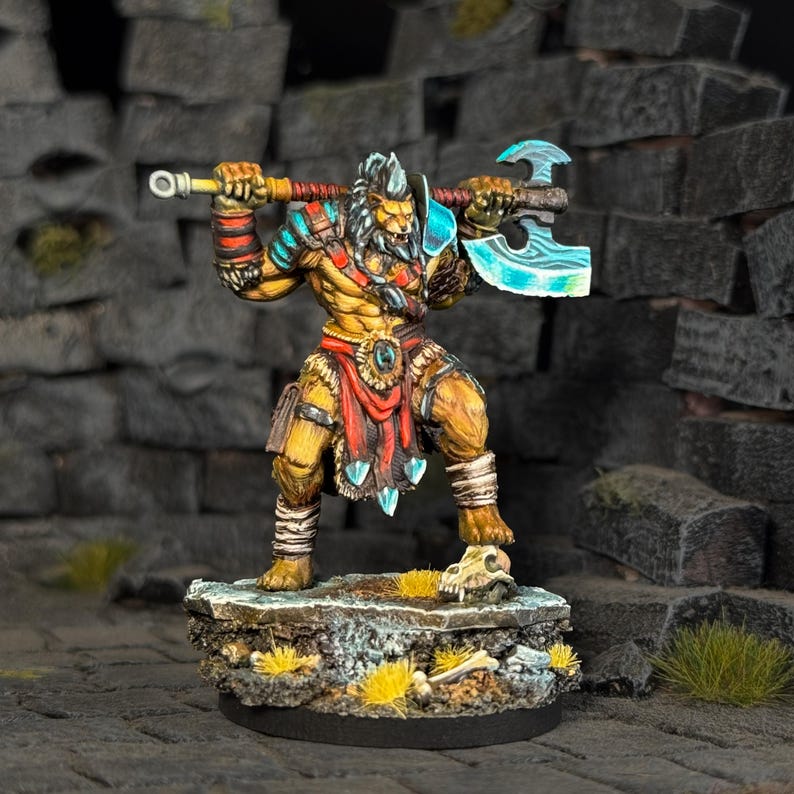 Leonin Barbarian Painted Miniature Dungeons and Dragons Dnd RPG Mini ...