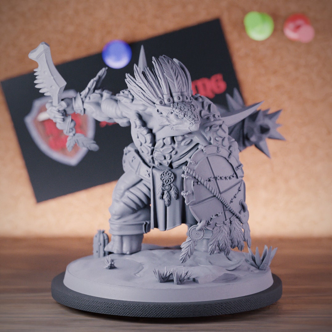 Lizardfolk Brute Miniature Monster Lizardmen Dungeons and Dragons Mini ...