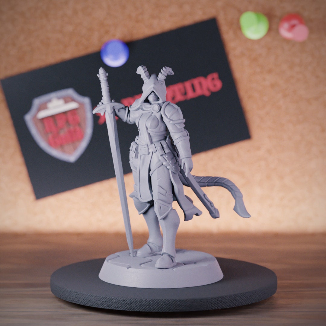 Female Tiefling Paladin Miniature Warrior Mini Dungeons and Dragons ...