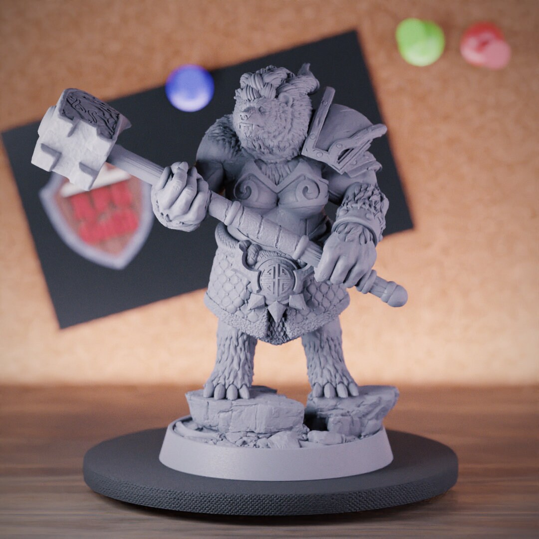 Werebear Female Fighter Miniature Bear Monster Dungeons and Dragons ...