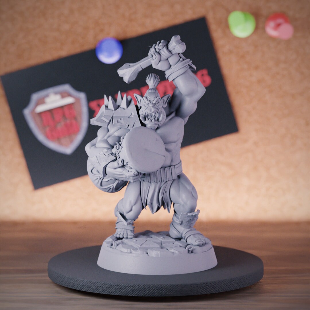 Orc War Drummer Miniature Fighter Savage Dungeons and Dragons Mini RPG ...
