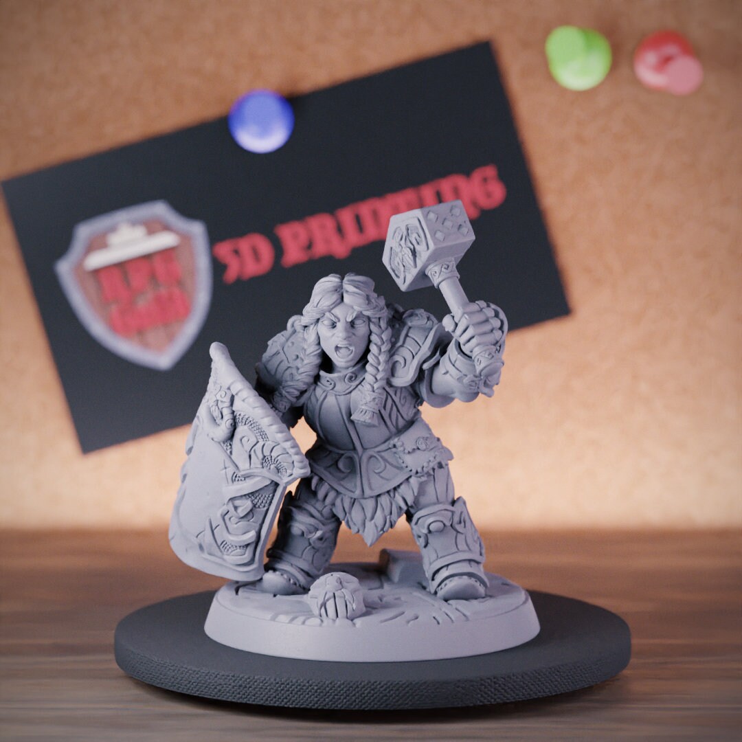 Female Dwarf Fighter Miniature Warrior Mini Dungeons and Dragons Mini ...