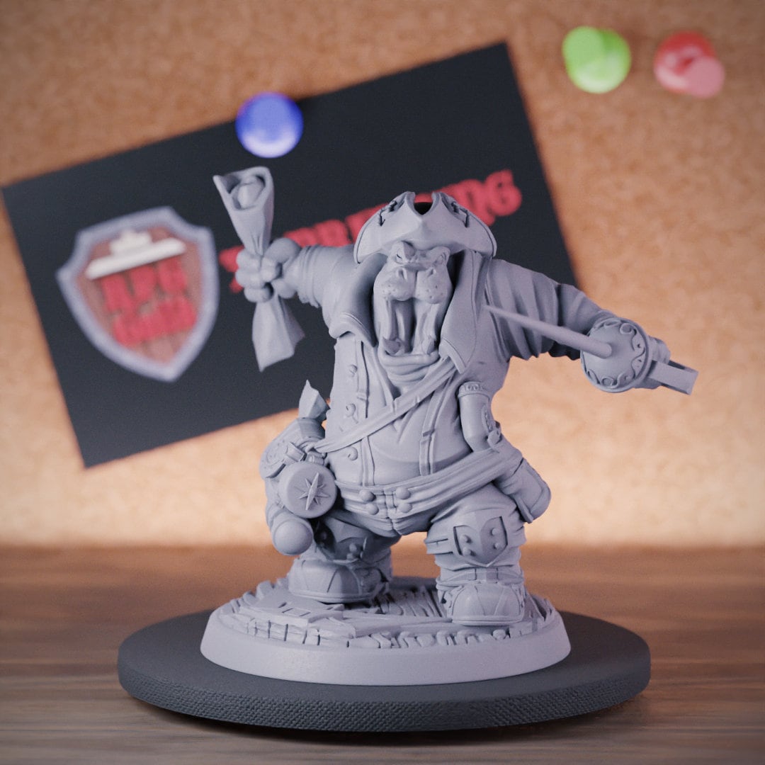 Giff Admiral Miniature Hippo Sailor Dungeons and Dragons Mini RPG ...
