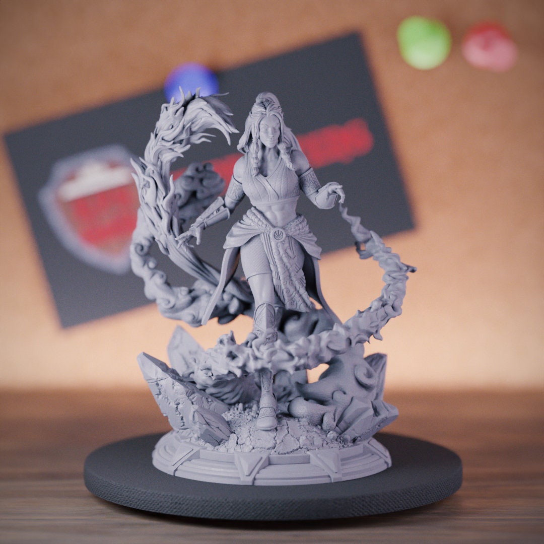 Sorcerer Female Mage Miniature | 28mm 32mm 38mm 75mm | Resin 3D Printed ...