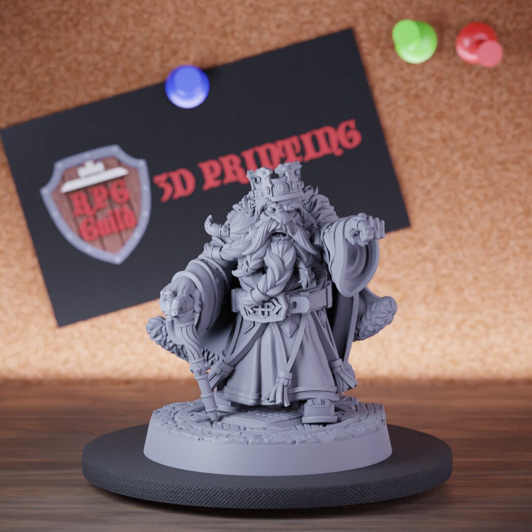 Dwarf King Miniature Mine Leader Mini Dungeons and Dragons RPG Tabletop ...
