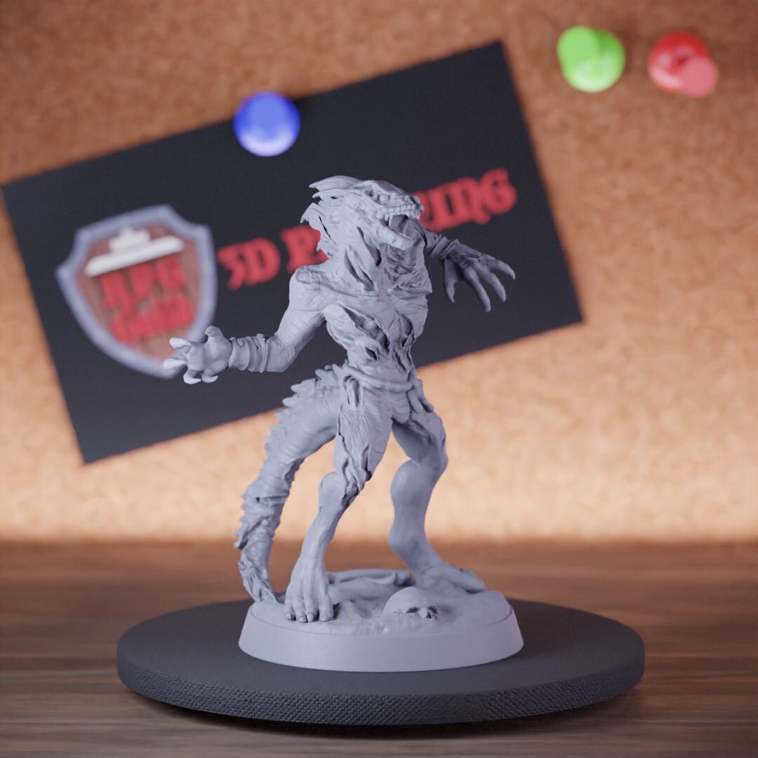 Undead Lizardfolk Miniature Zombie Monster Mini Dungeons and Dragons ...
